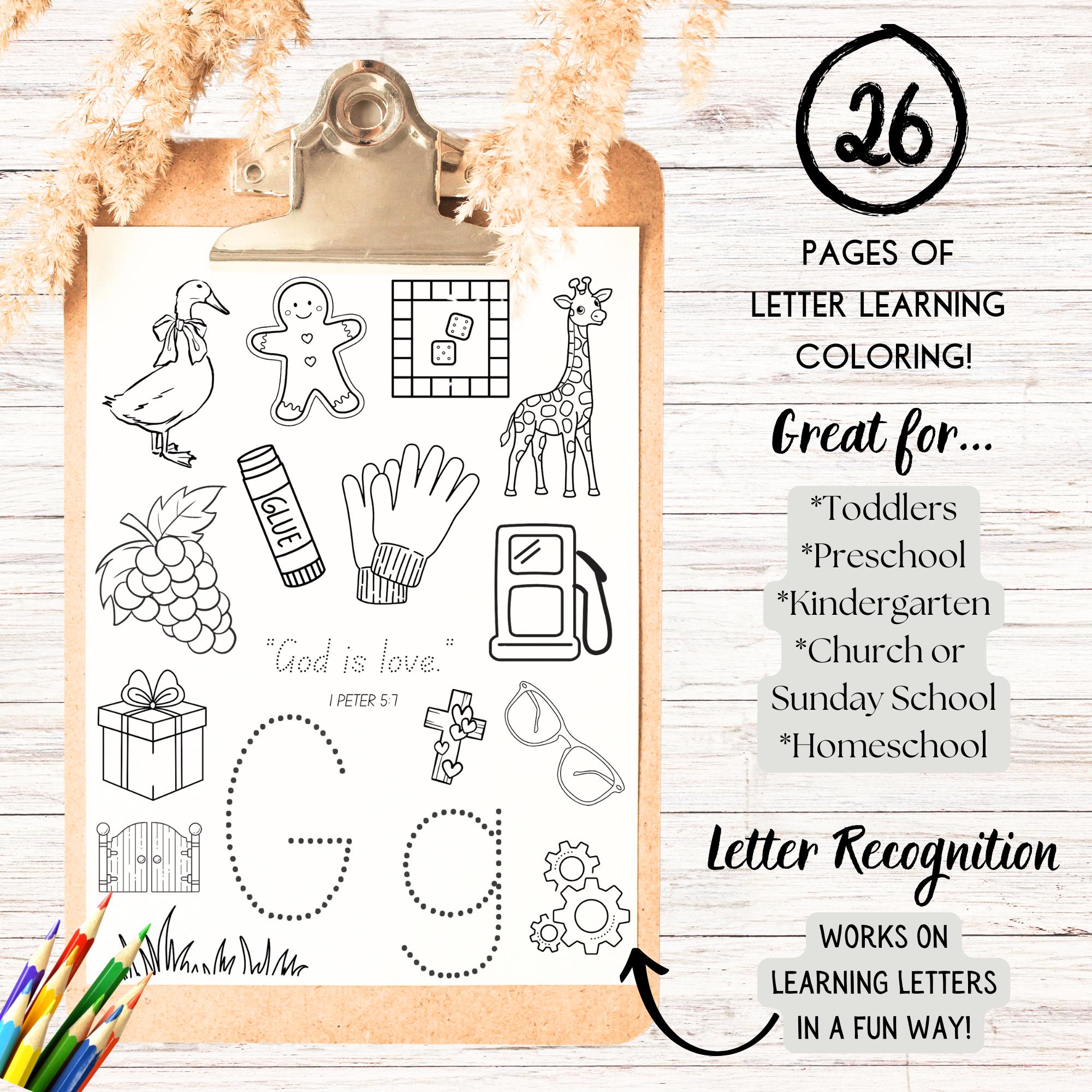 Alphabet Tracing Cards: Bible Verse Coloring Sheets (digital Download ...