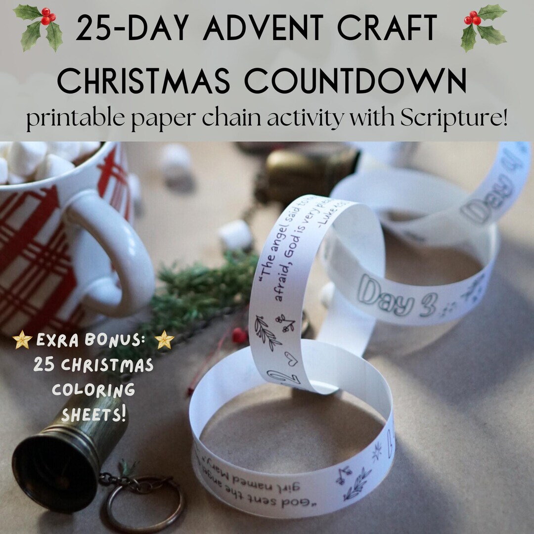 Advent Craft Christmas Countdown Printable, Bible Verse Coloring Sheets ...