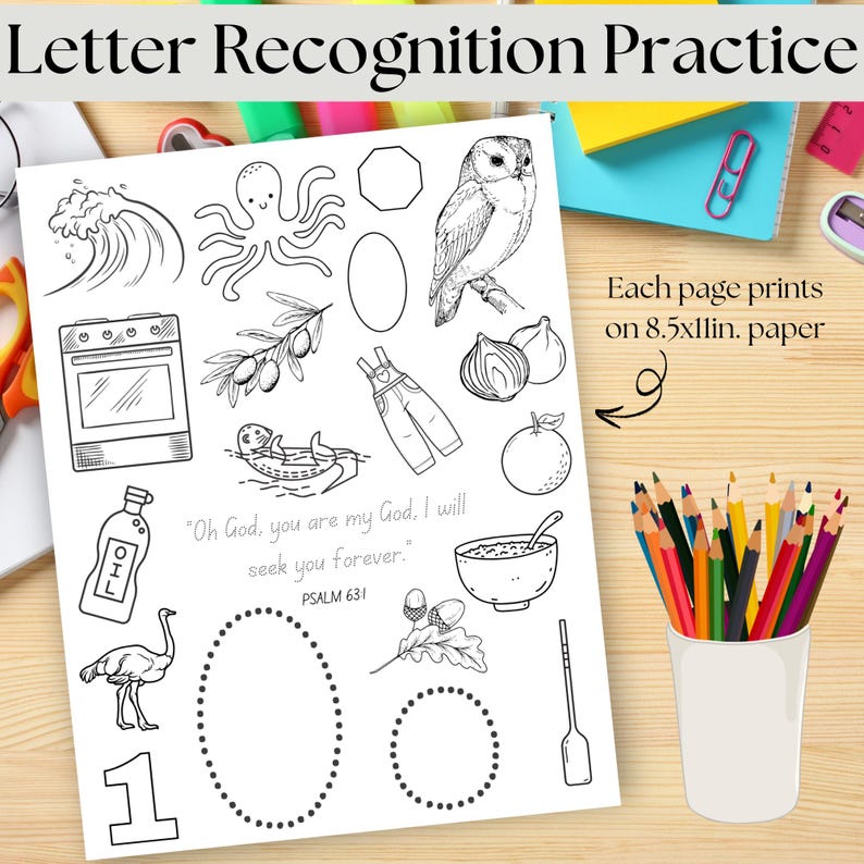 Alphabet Tracing Cards: Bible Verse Coloring Sheets (digital Download ...