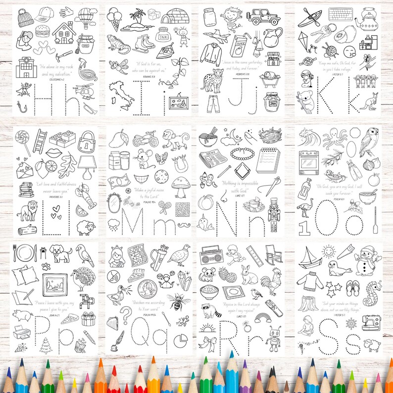 Alphabet Tracing Cards: Bible Verse Coloring Sheets (digital Download ...