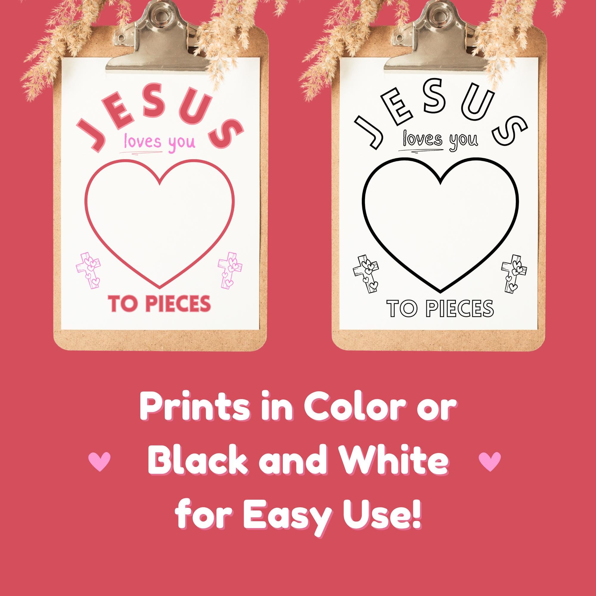 Religious Valentine’s Printable Craft, Jesus Loves You, God, Bible ...
