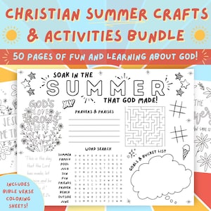 Christian Summer Kids Activities Bundle: Bible Crafts & Coloring Pages ...