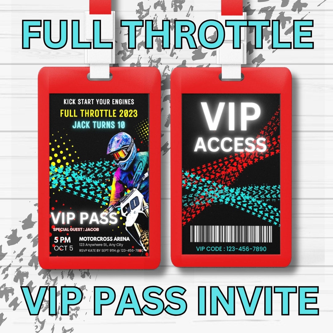 Motocross Birthday VIP Pass Invitation: Dirt Bike BMX Theme (canva ...
