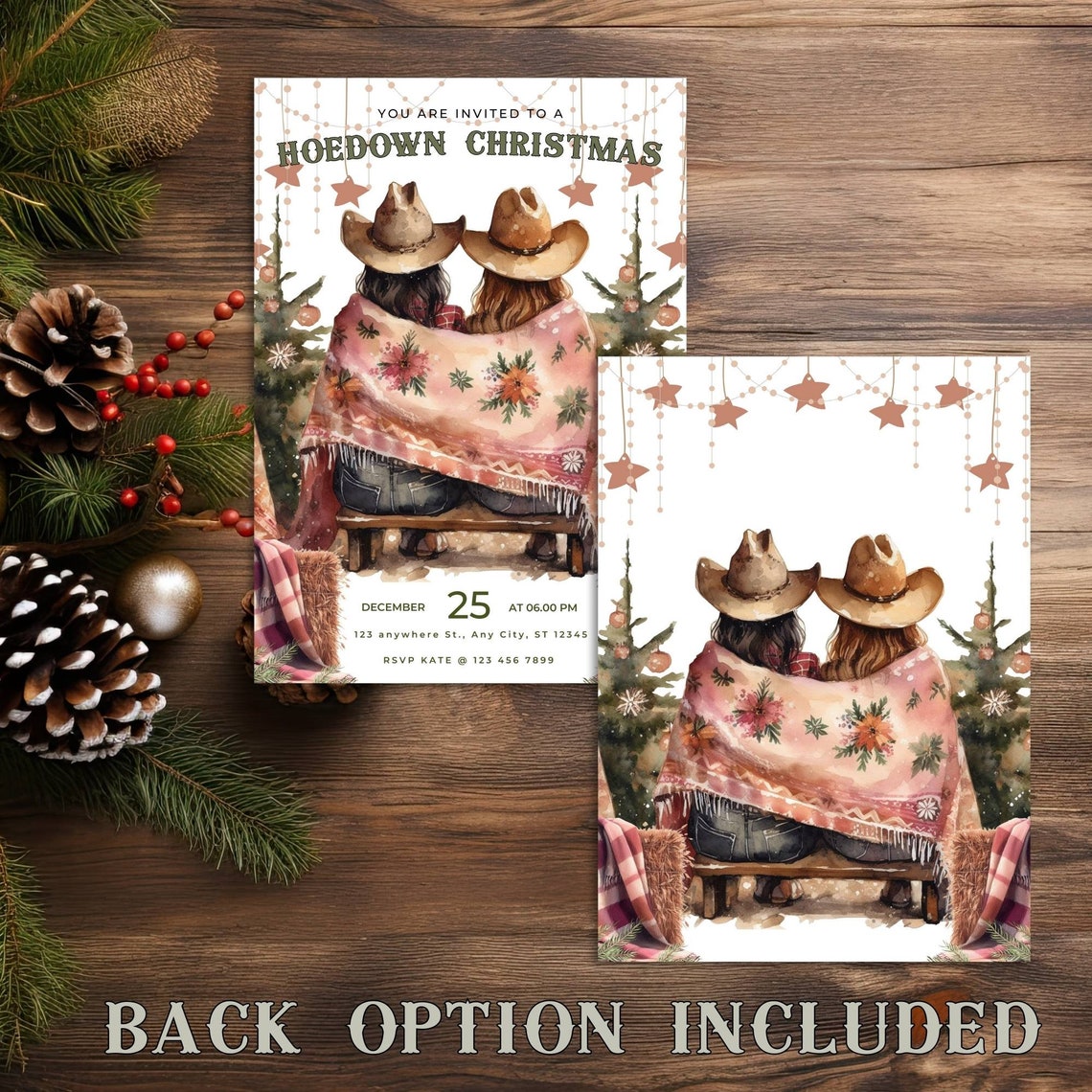Editable Christmas Hoedown Invitation: Rustic Holiday Party (digital ...