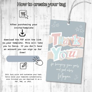 Thank You Gift Tags for Vision Board Parties Editable Digital Download ...