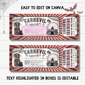 Halloween Carnival Ticket Invitation Template (digital Download) - Etsy