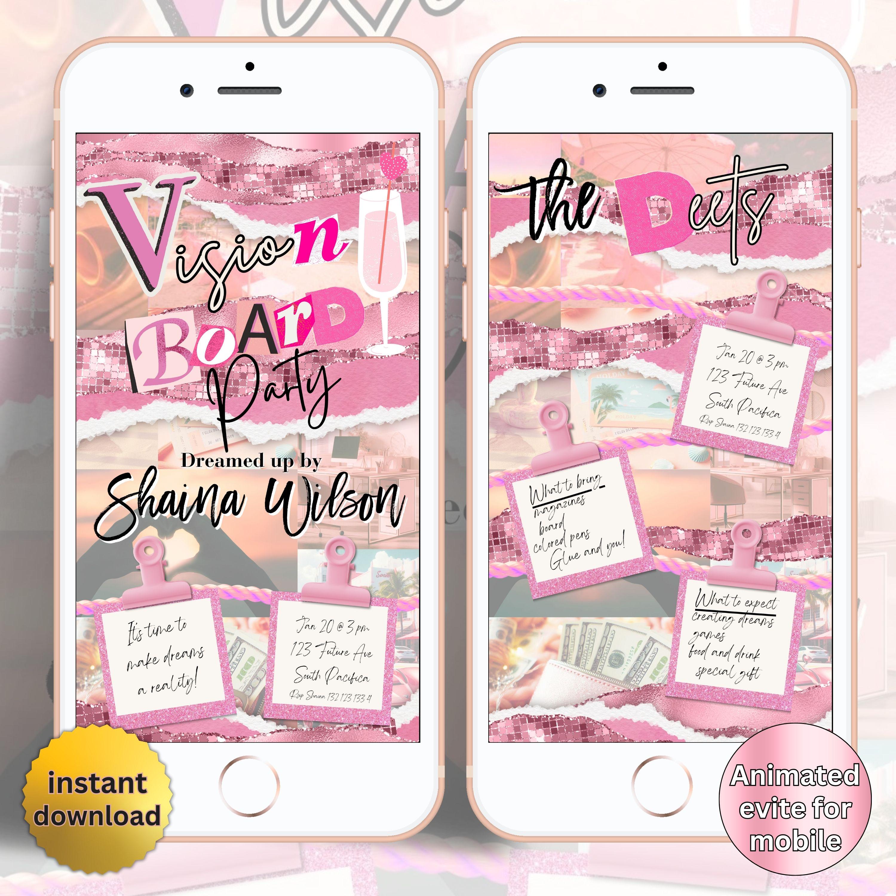 Animated Vision Board Party Evite: Editable Canva Template - Etsy