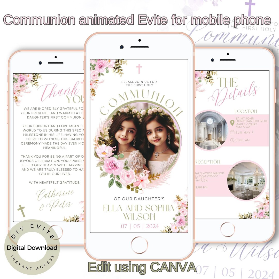 Editable Digital Communion Invite for Mobile. Animated Holy Communion Invite for Our Children ...