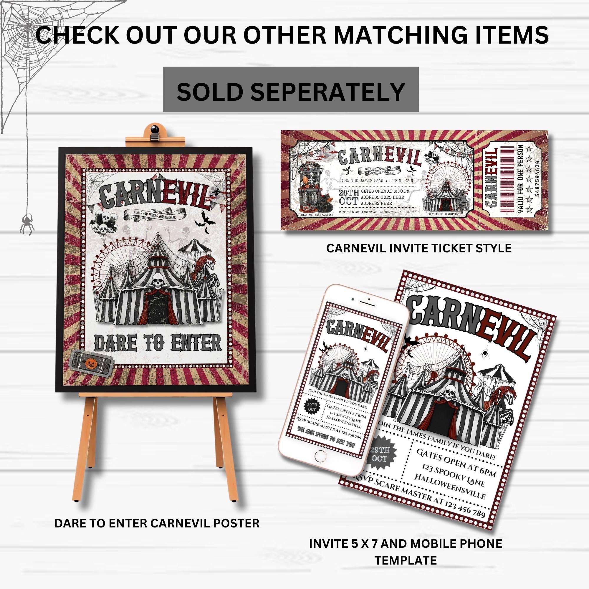 Halloween Charades Game: Carnevil Theme, 54 Printable Cards (PDF) - Etsy