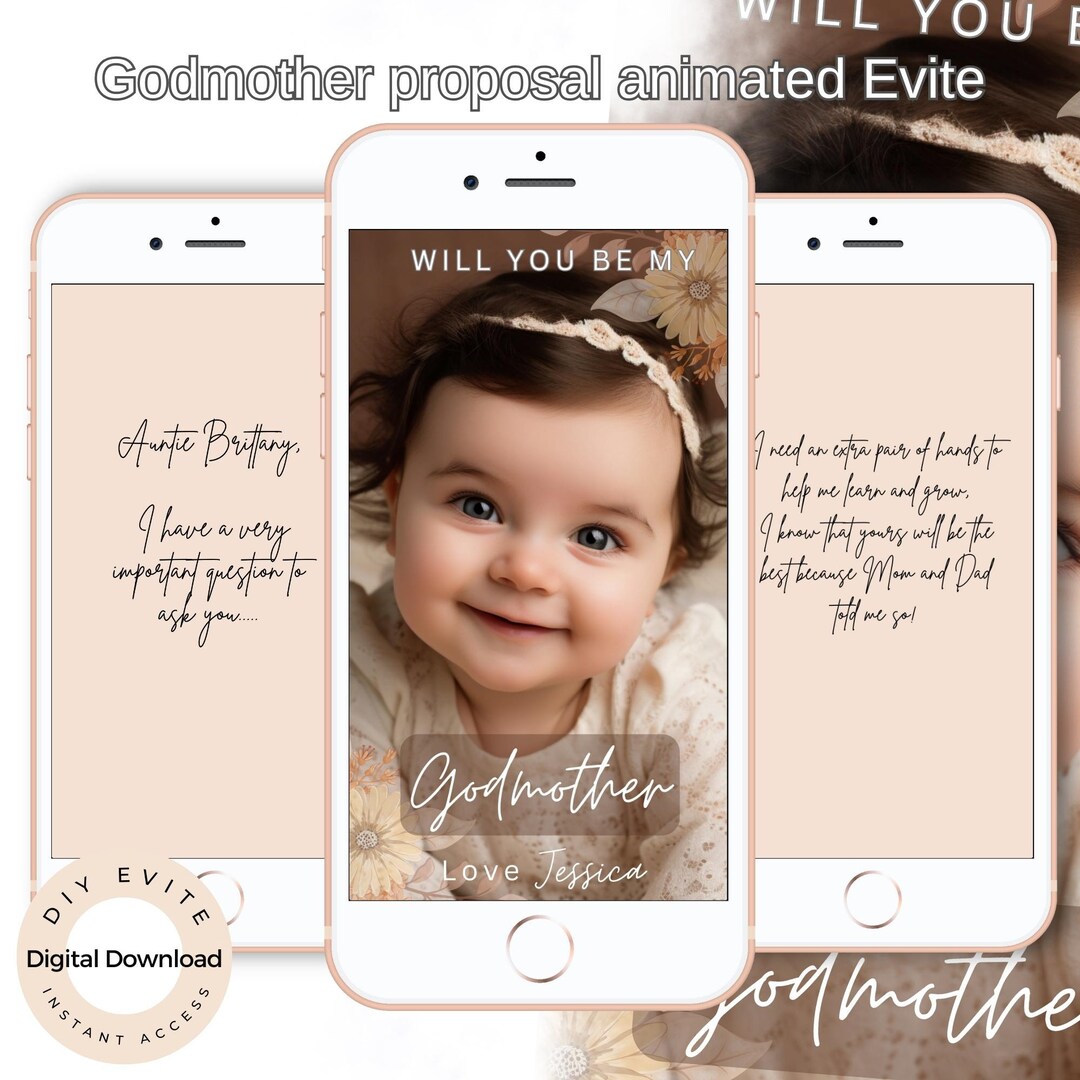 Will You Be My Godmother Proposal Digital Evite For Mobile Phone