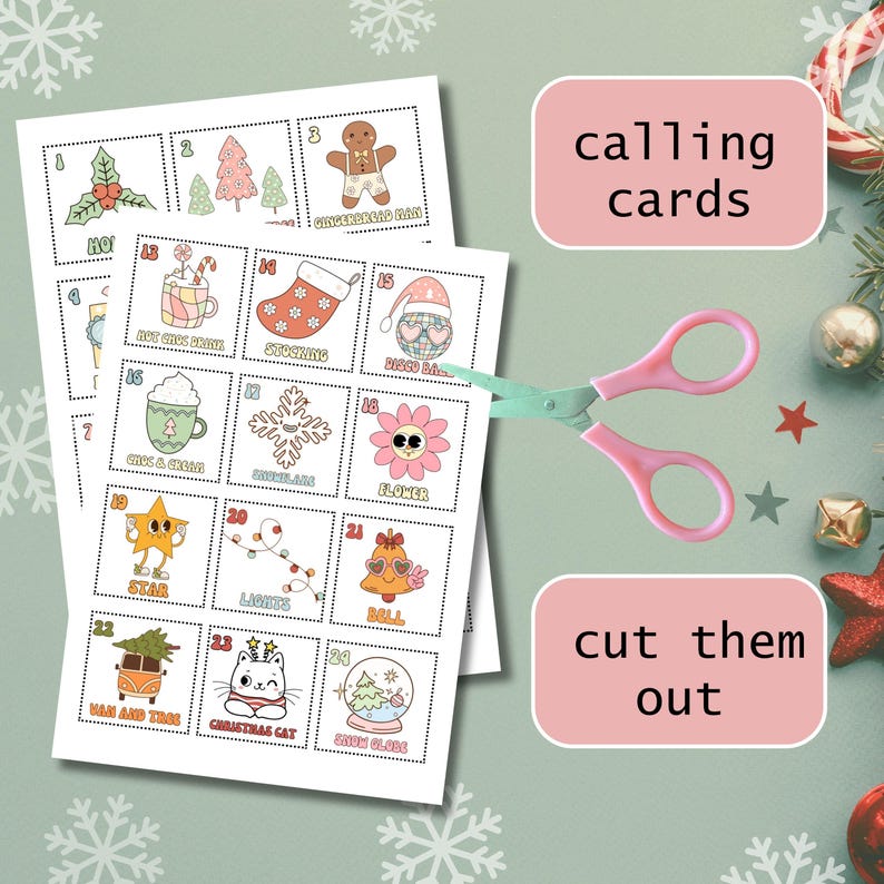 Retro Christmas Bingo Game: 50 Unique Cards (PDF) - Etsy UK