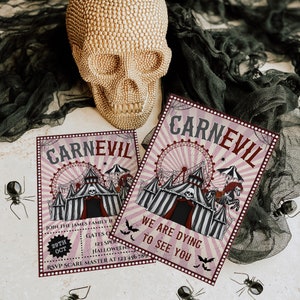 Gothic Halloween Carnival Invitation Template: Editable Printable ...