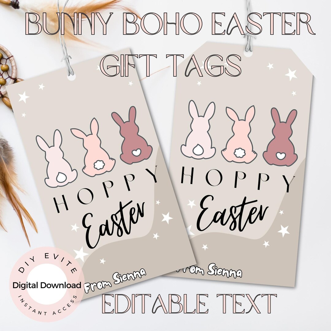 Bunny Easter Gift Tags, Easter Printable, Printable Easter Basket Tags ...
