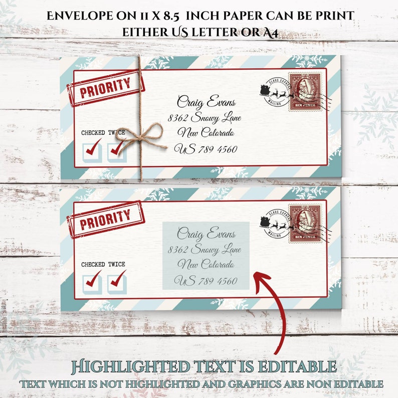 Editable Santa Letter Kit: Nice List Certificate & Envelope (canva ...