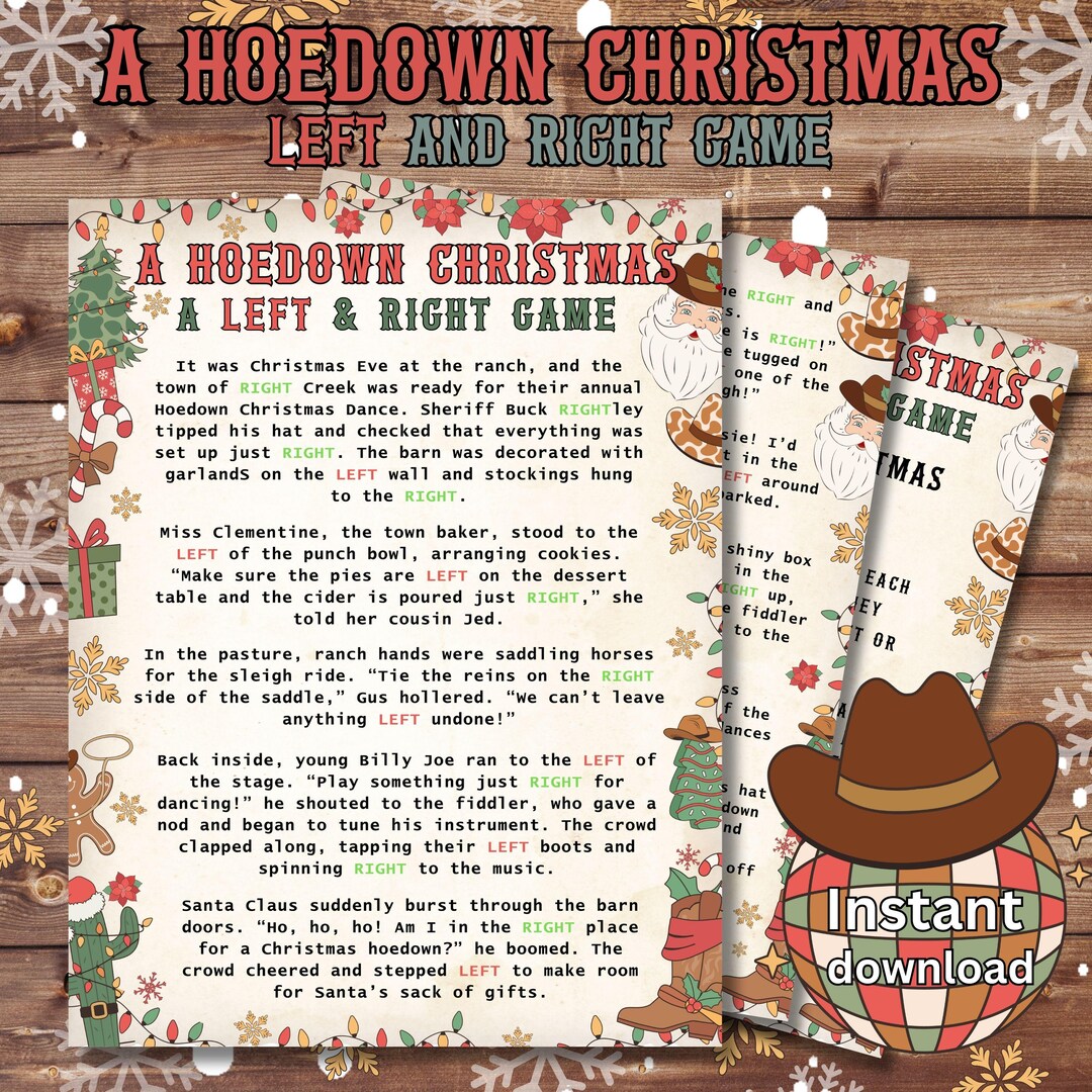 Christmas Left Right Game, Left Right Christmas Game Funny, Hoedown ...