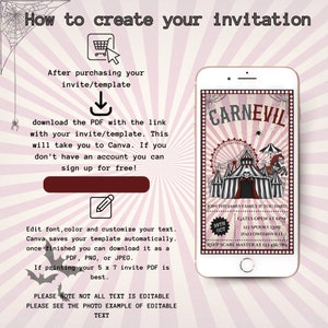 Gothic Halloween Carnival Invitation Template: Editable Printable ...