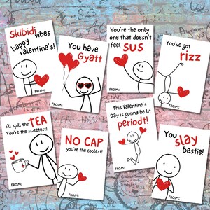 Funny Slang Valentine Cards for Kids, Printable Classroom Valentines ...