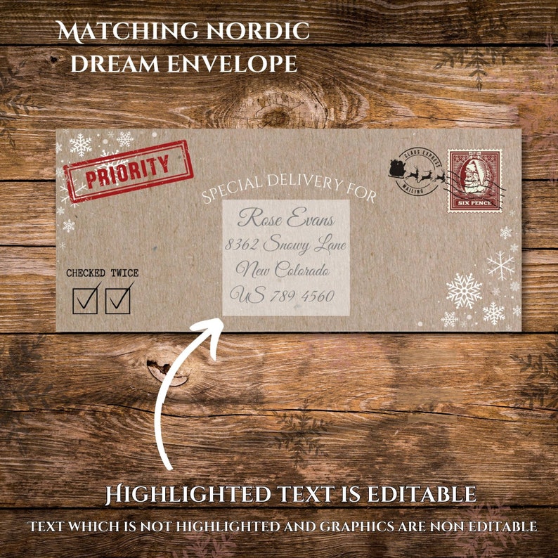 Editable Santa Letter Kit: Nice List Certificate, Envelope (canva ...