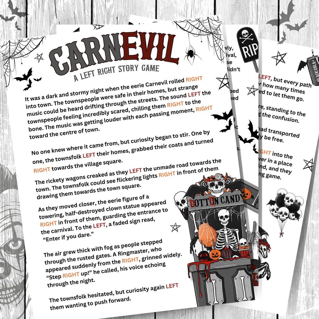Carnevil Halloween Left Right Game: Spooky Party Gift Exchange (PDF) - Etsy