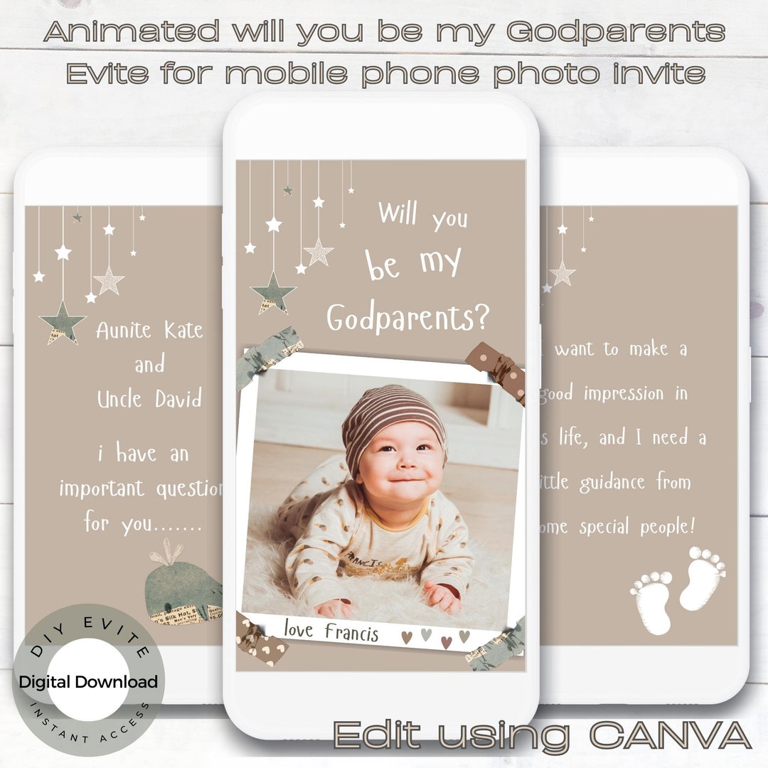 Godparents Proposal Evite: Animated Photo Invitation (digital Download ...