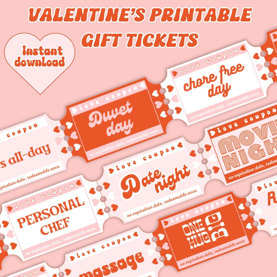 Printable Love Coupons | Valentine's Day Gift (PDF, JPEG, PNG) - Etsy