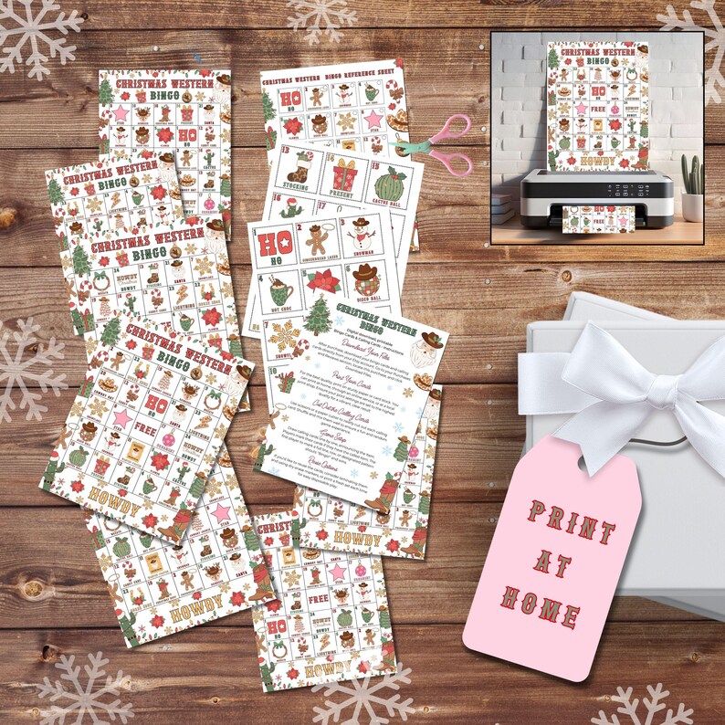 50 Country Western Christmas Bingo Cards: Family Holiday Game (PDF) - Etsy