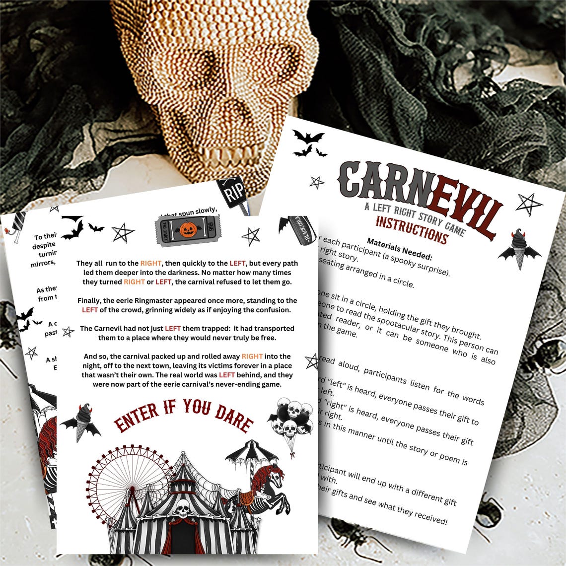 Carnevil Halloween Left Right Game: Spooky Party Gift Exchange (PDF) - Etsy