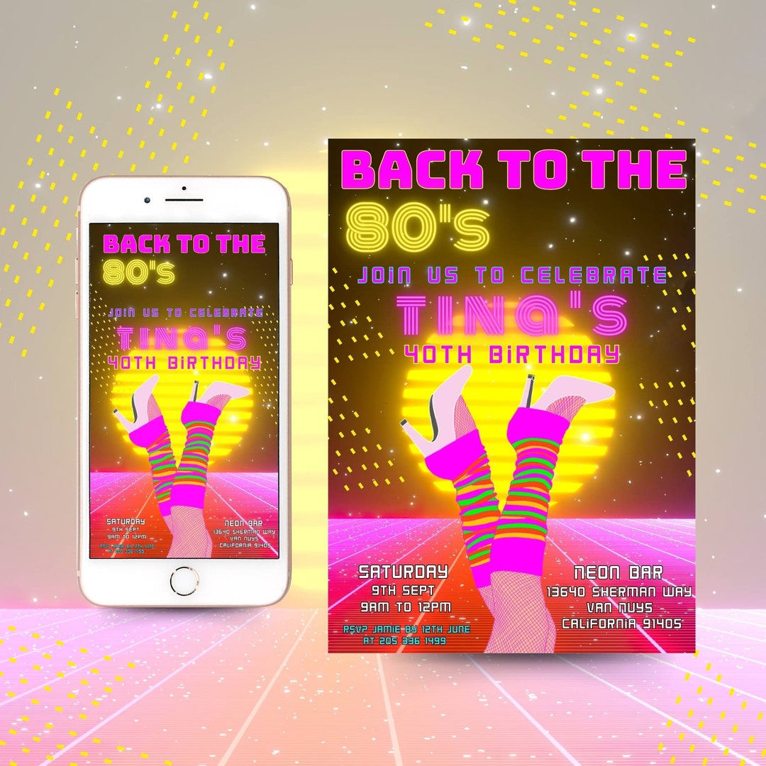 Back to the 80's Retro Disco Invitation Template and BONUS Mobile Phone ...