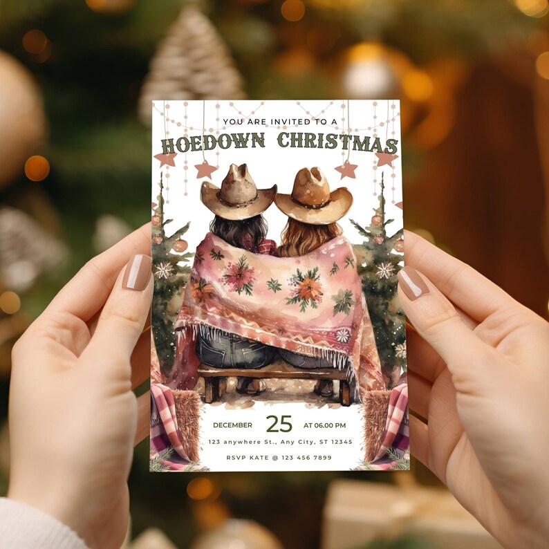 Editable Christmas Hoedown Invitation: Rustic Holiday Party (digital ...