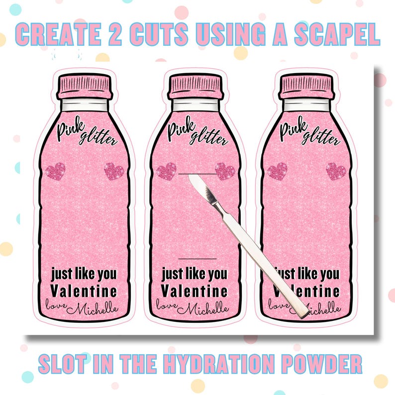 Prime Hydration Valentine Cards: Pink Glitter, Customizable (digital ...