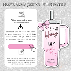 Stanley Cup Valentine Notes: Pink Bow Classroom Cards (digital Download ...
