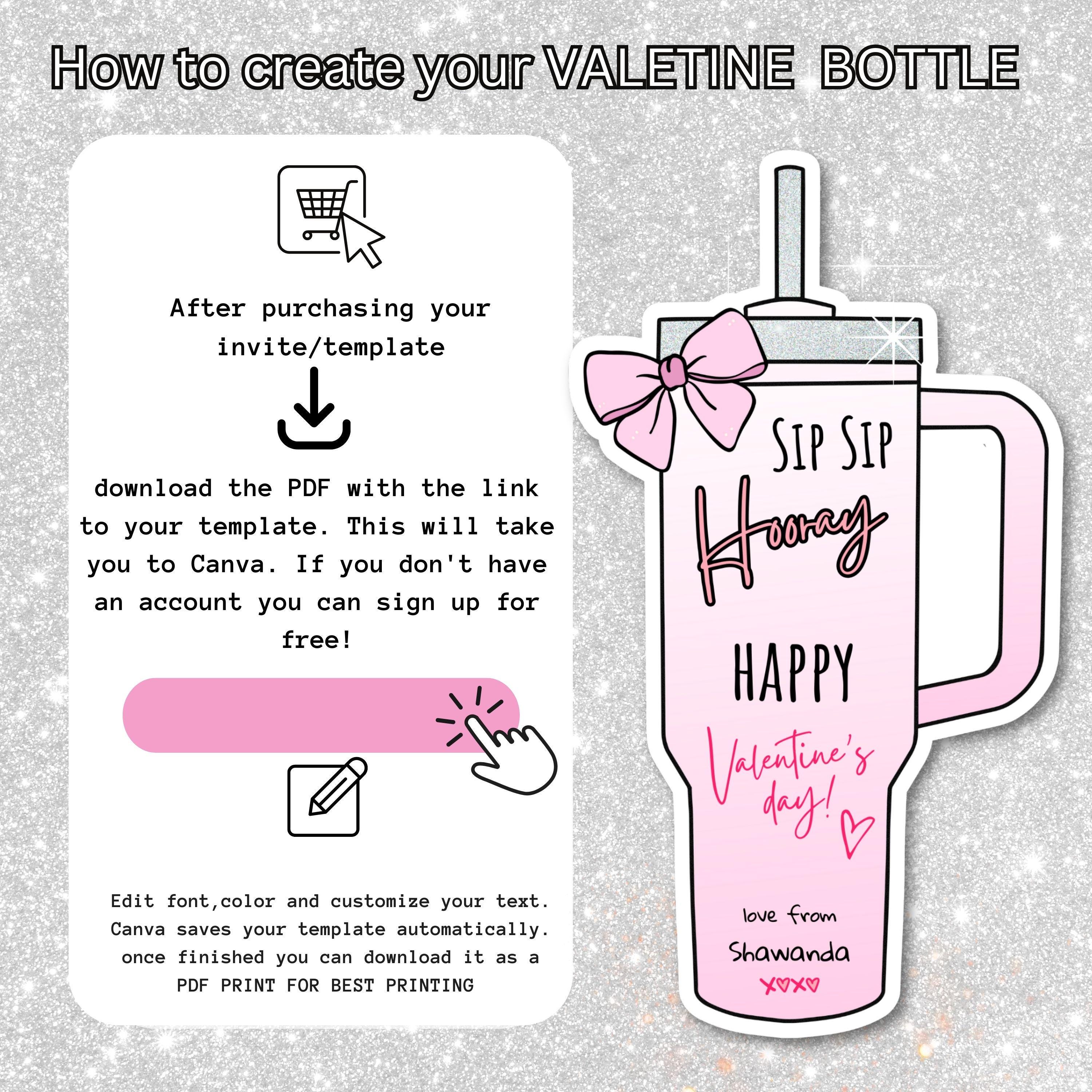 Stanley Cup Valentine Notes: Pink Bow Classroom Cards (digital Download ...
