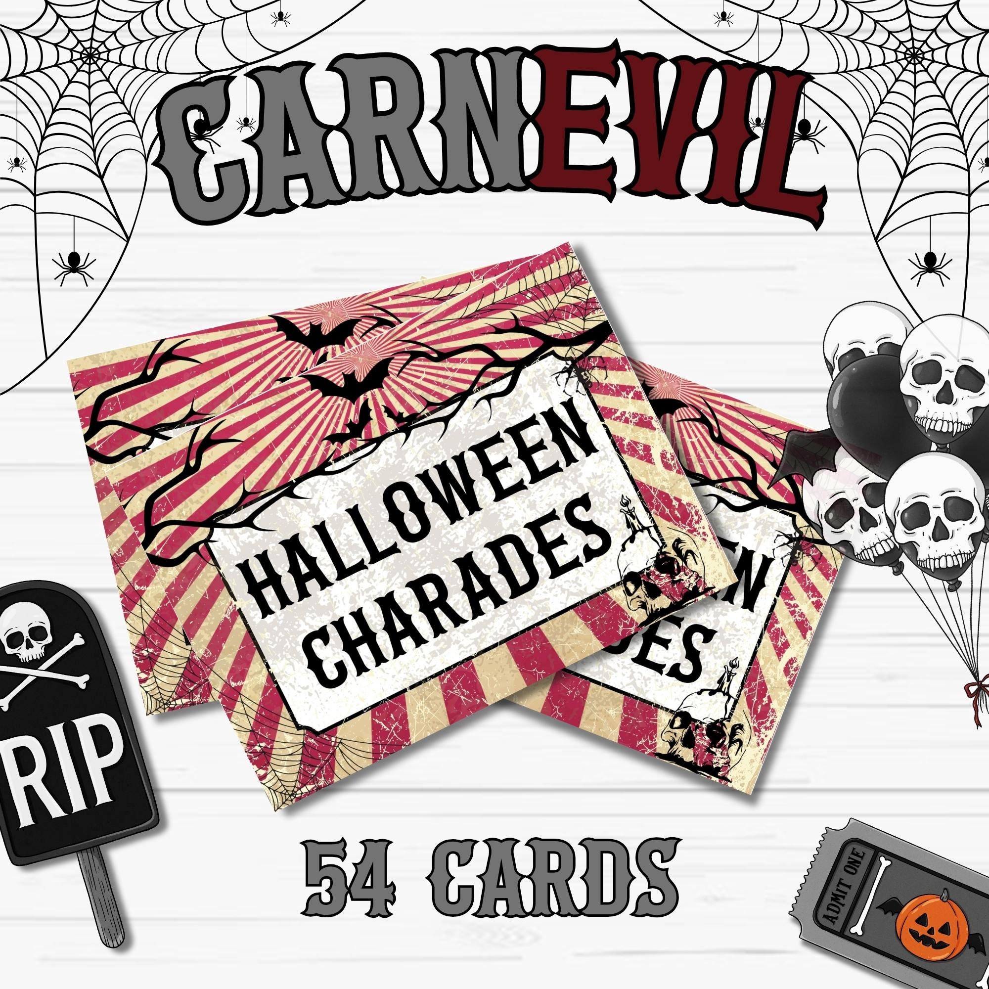Halloween Charades Game: Carnevil Theme, 54 Printable Cards (PDF) - Etsy