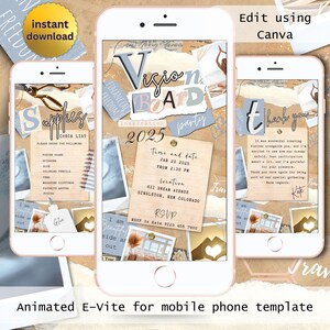 Vision Board Party Kit: Digital Invite, Bingo, Labels (canva Editable ...