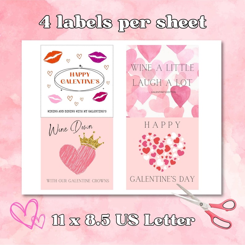 Galentine's Day Wine Bottle Labels: Funny DIY Templates (PDF) - Etsy