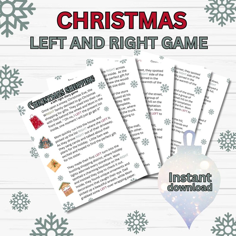 Christmas Left Right Gift Exchange Game, Funny Holiday Story (PDF) - Etsy
