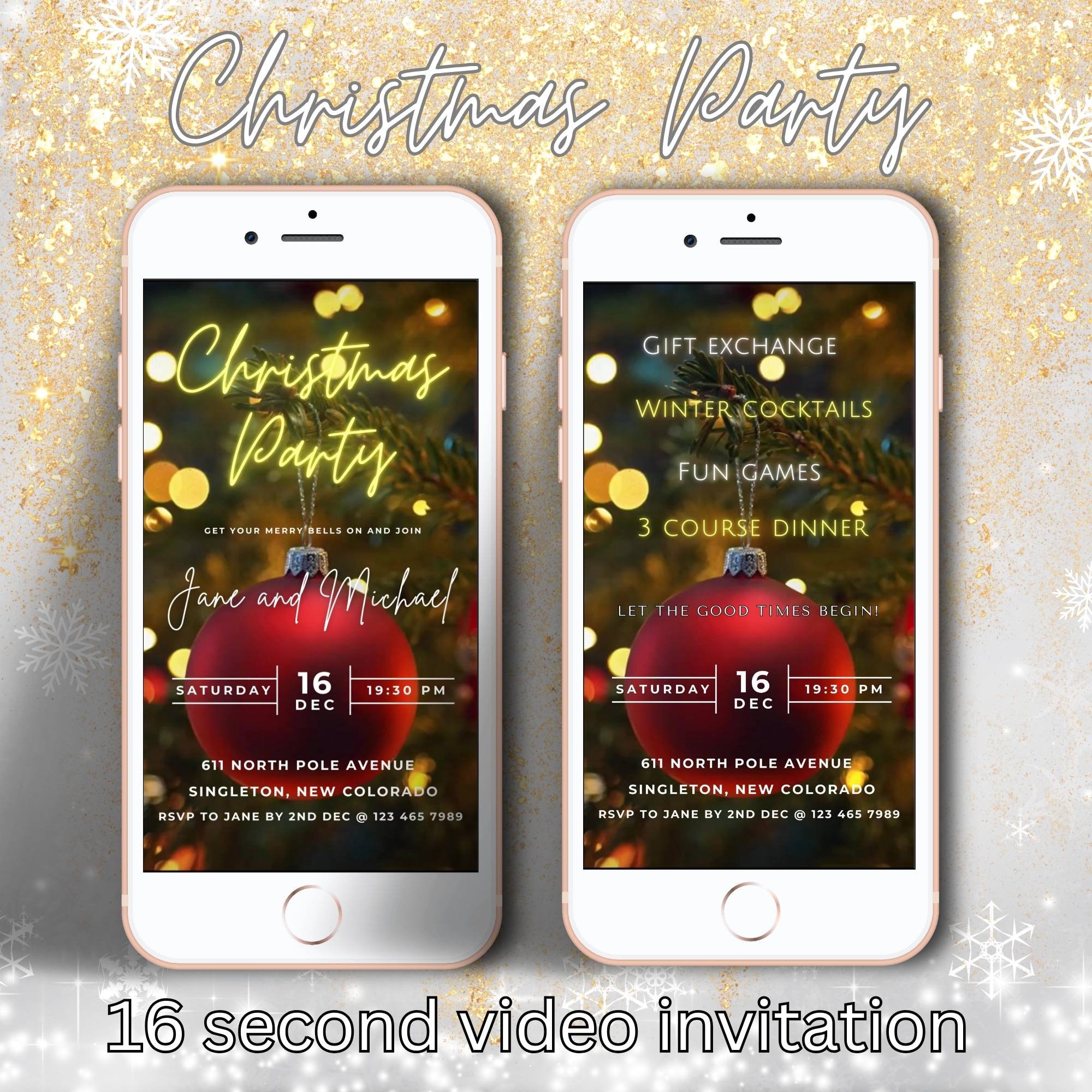 Editable Animated Christmas Party Invite Complete With MUSIC, DIY ...