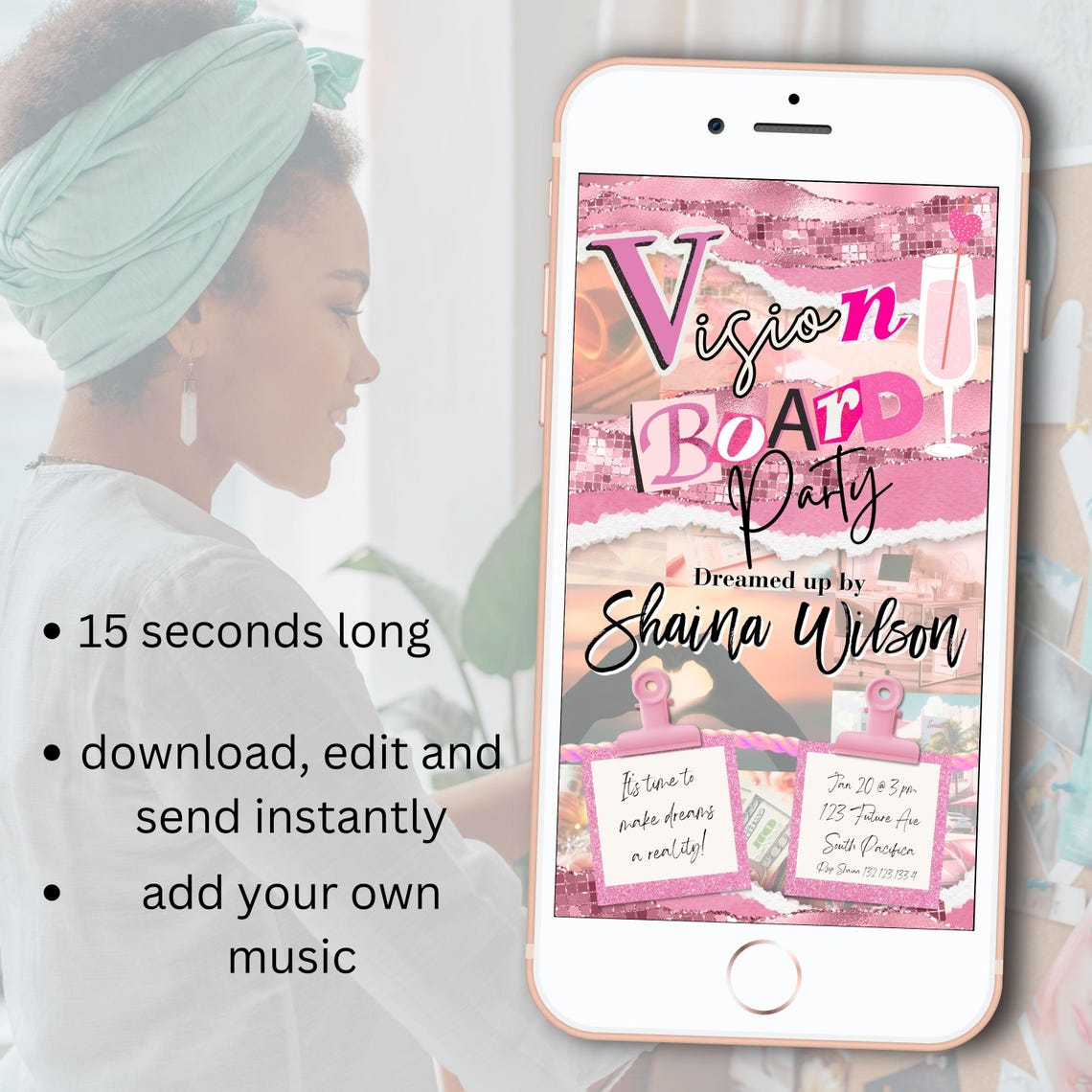 Animated Vision Board Party Evite: Editable Canva Template - Etsy