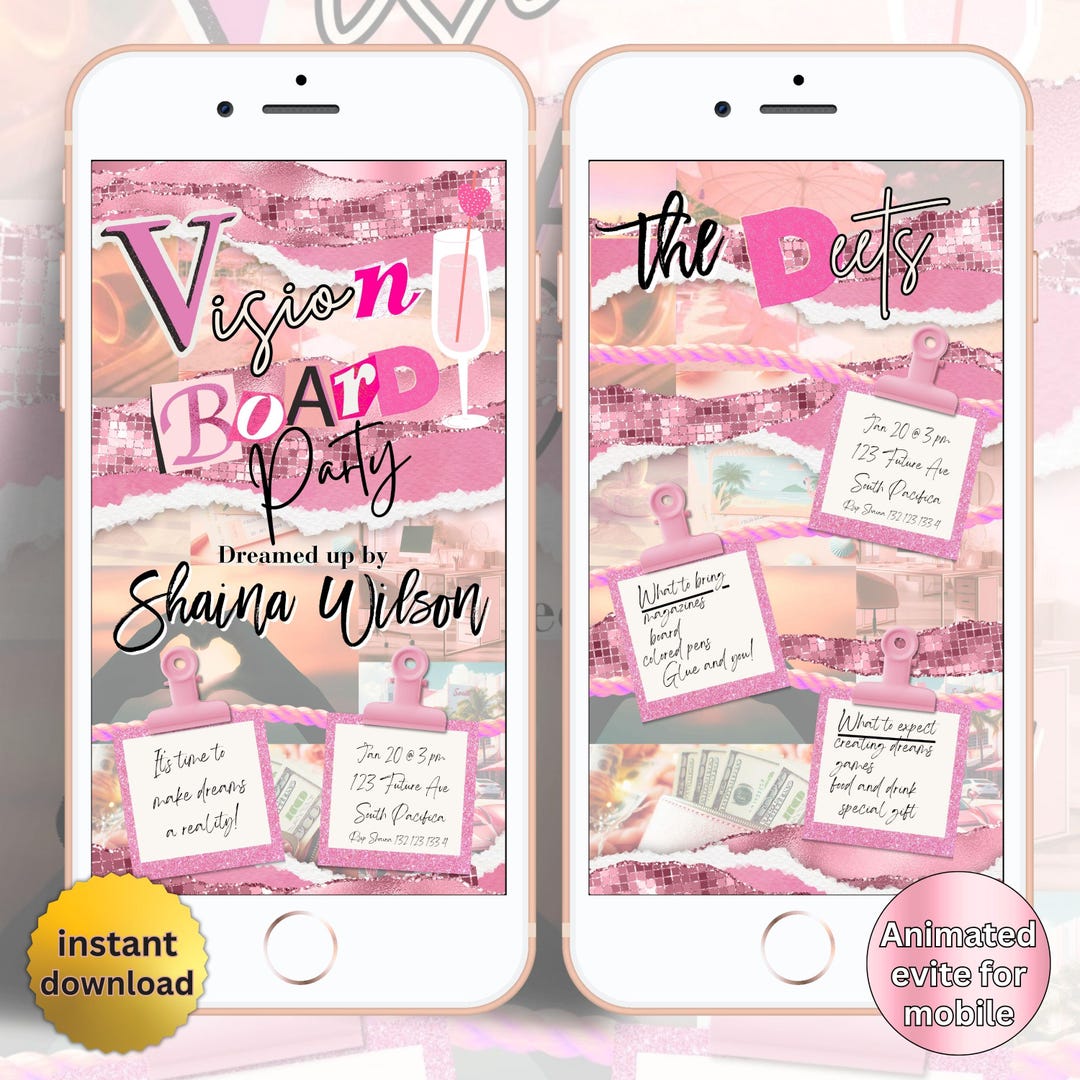2025 Vision Board Party Invitation, Editable Animated Evite 2025 Party ...