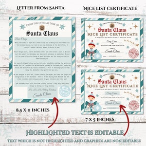 Editable Santa Letter Kit: Nice List Certificate & Envelope (canva ...