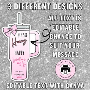 Stanley Cup Valentine Notes: Pink Bow Classroom Cards (digital Download ...