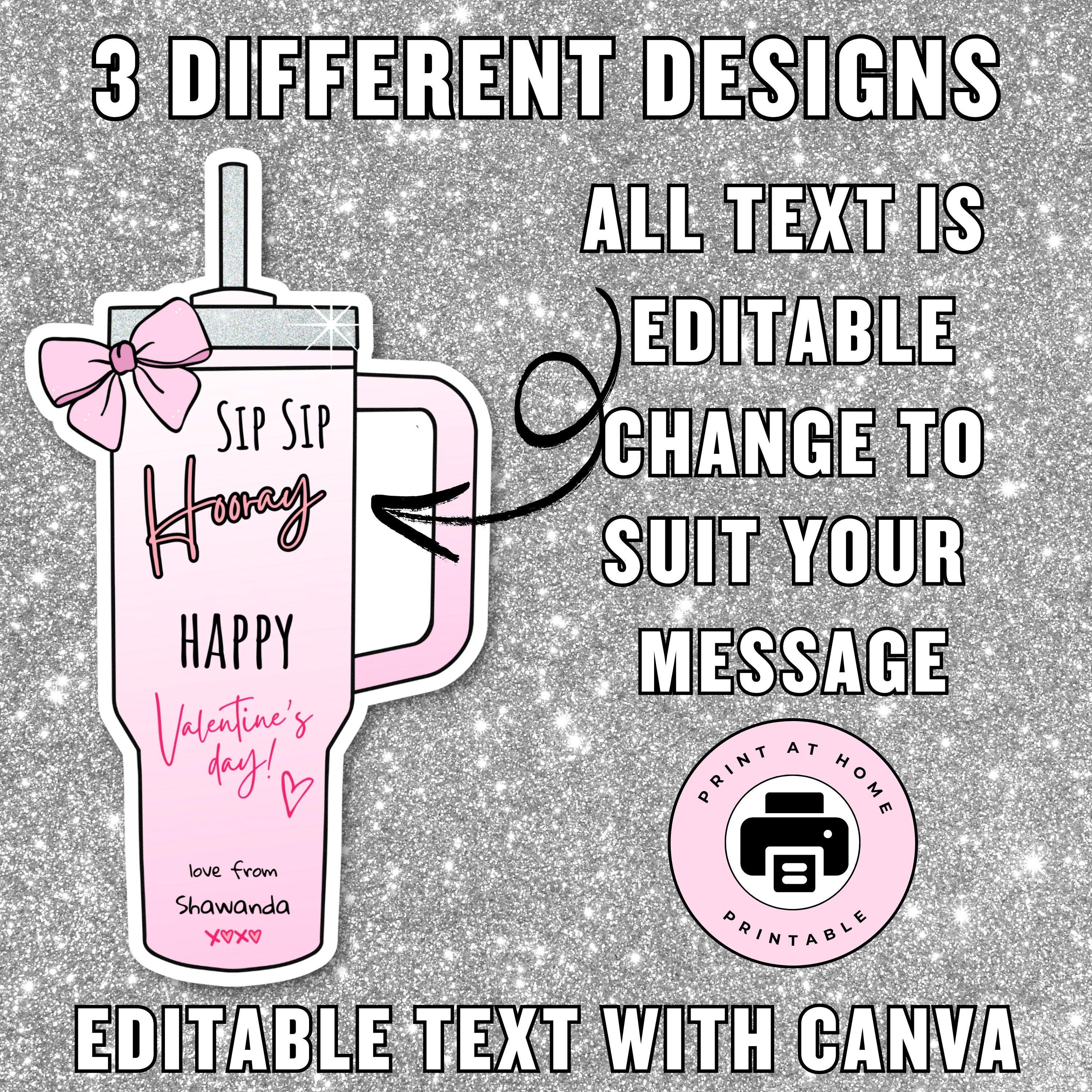 Stanley Cup Valentine Notes: Pink Bow Classroom Cards (digital Download ...