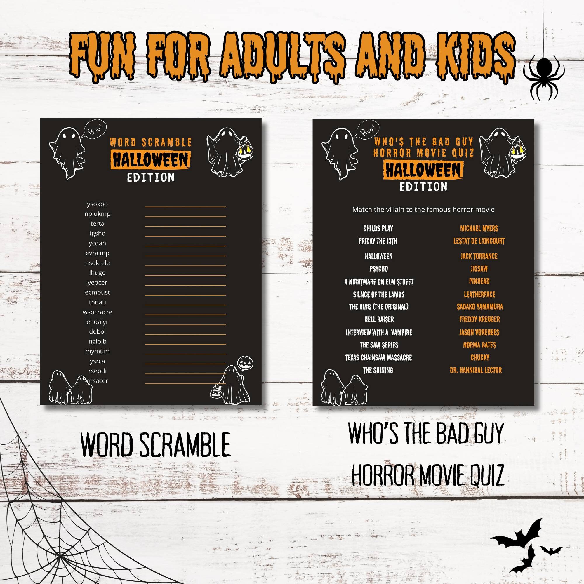Halloween Game Bundle, Printable Halloween Games for Kids and Adults ...