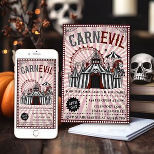 Gothic Halloween Carnival Invitation Template: Editable Printable ...