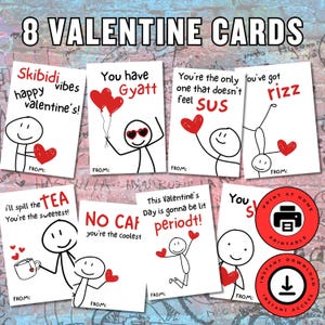 Funny Slang Valentine Cards for Kids, Printable Classroom Valentines ...