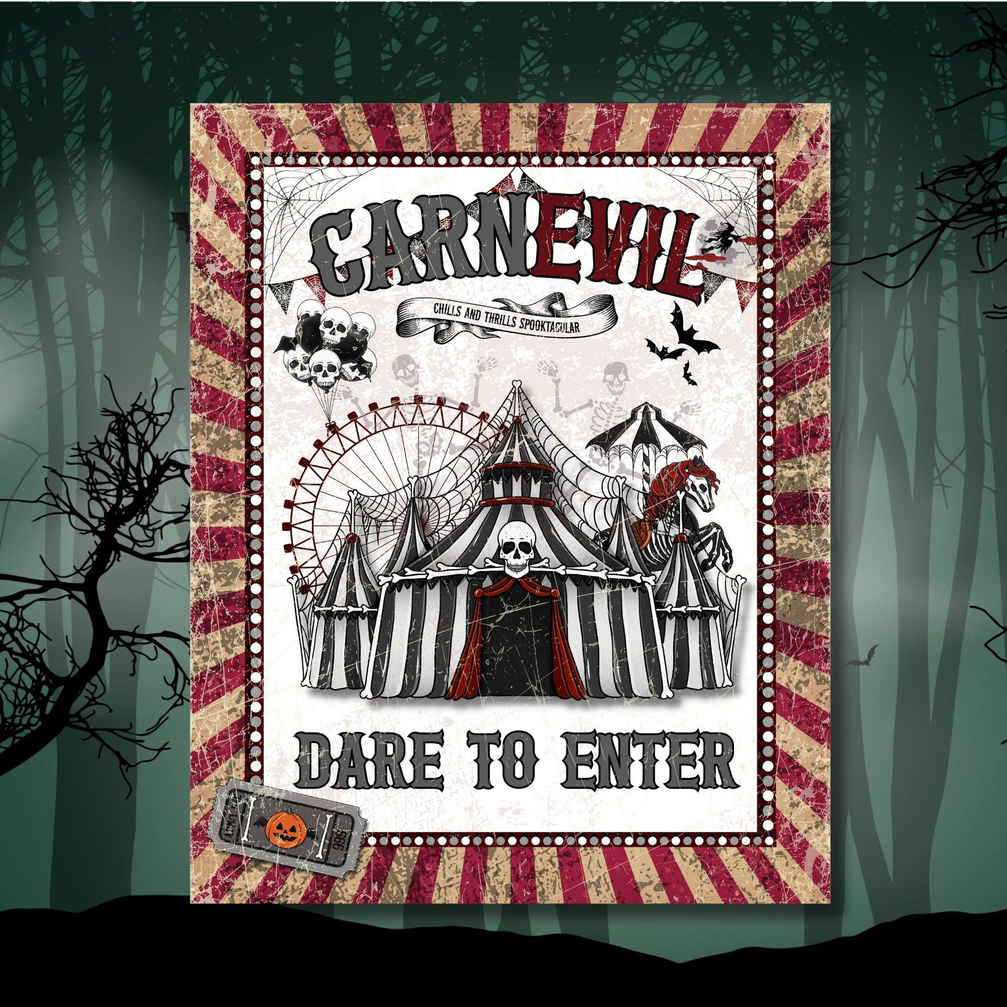 Halloween Carnevil Welcome Sign Template: Vintage Gothic Party Decor ...