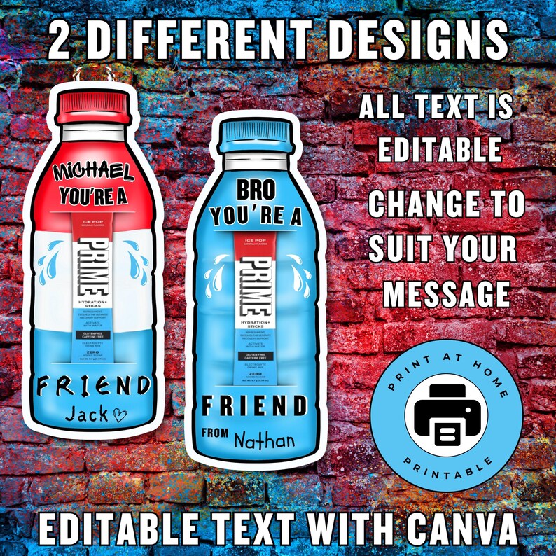 Prime Hydration Valentine Cards: Fun Kids' Digital Download (canva ...