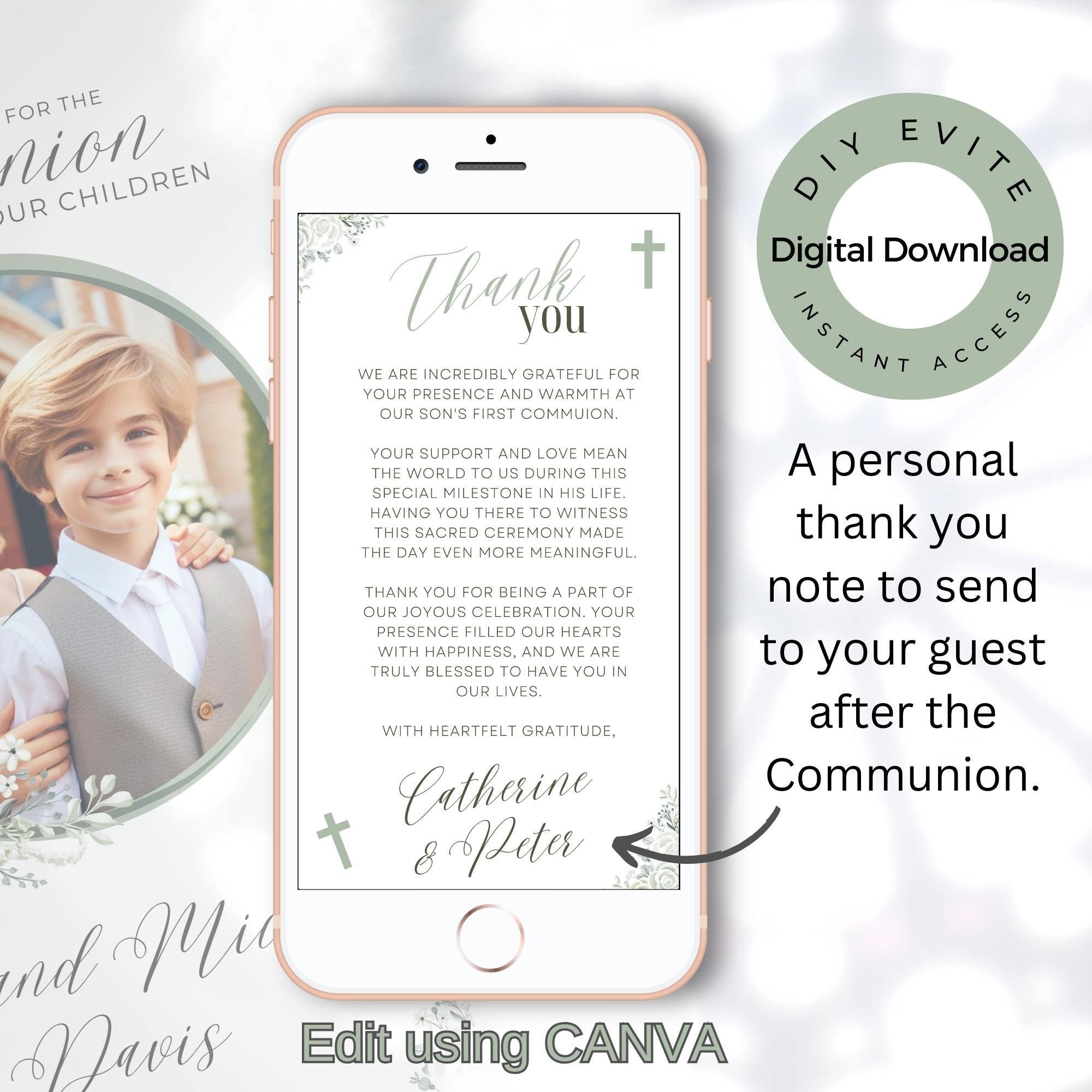 Animated Holy Communion Invitation: Mobile Evite, Canva Template ...