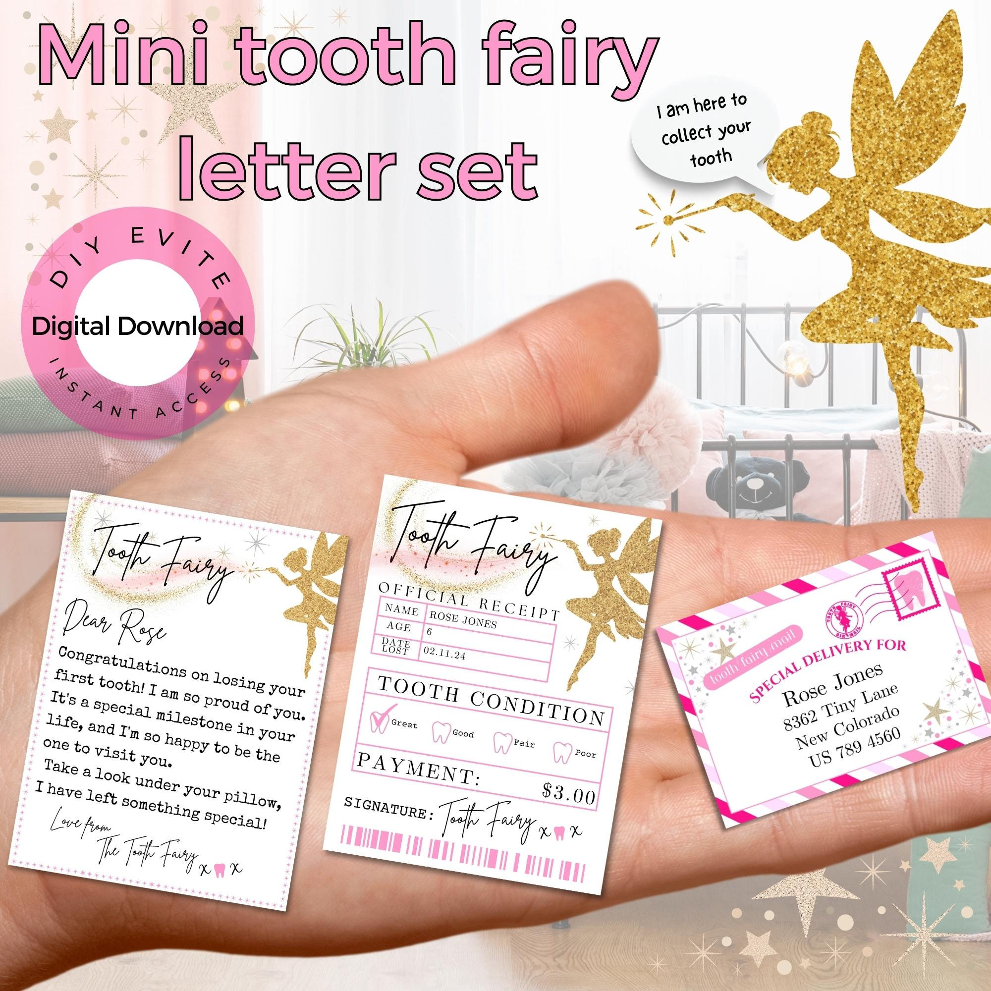 Printable Mini Tooth Fairy Letter Set, Instant Download and Fully ...