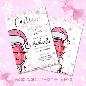 Pink Christmas Party Invitation: Ho Ho Hos Brunch (digital Download) - Etsy